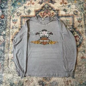 Vintage | Shirts | Harley Davidson Cows Biker Long Sleeve Tshirt Small ...